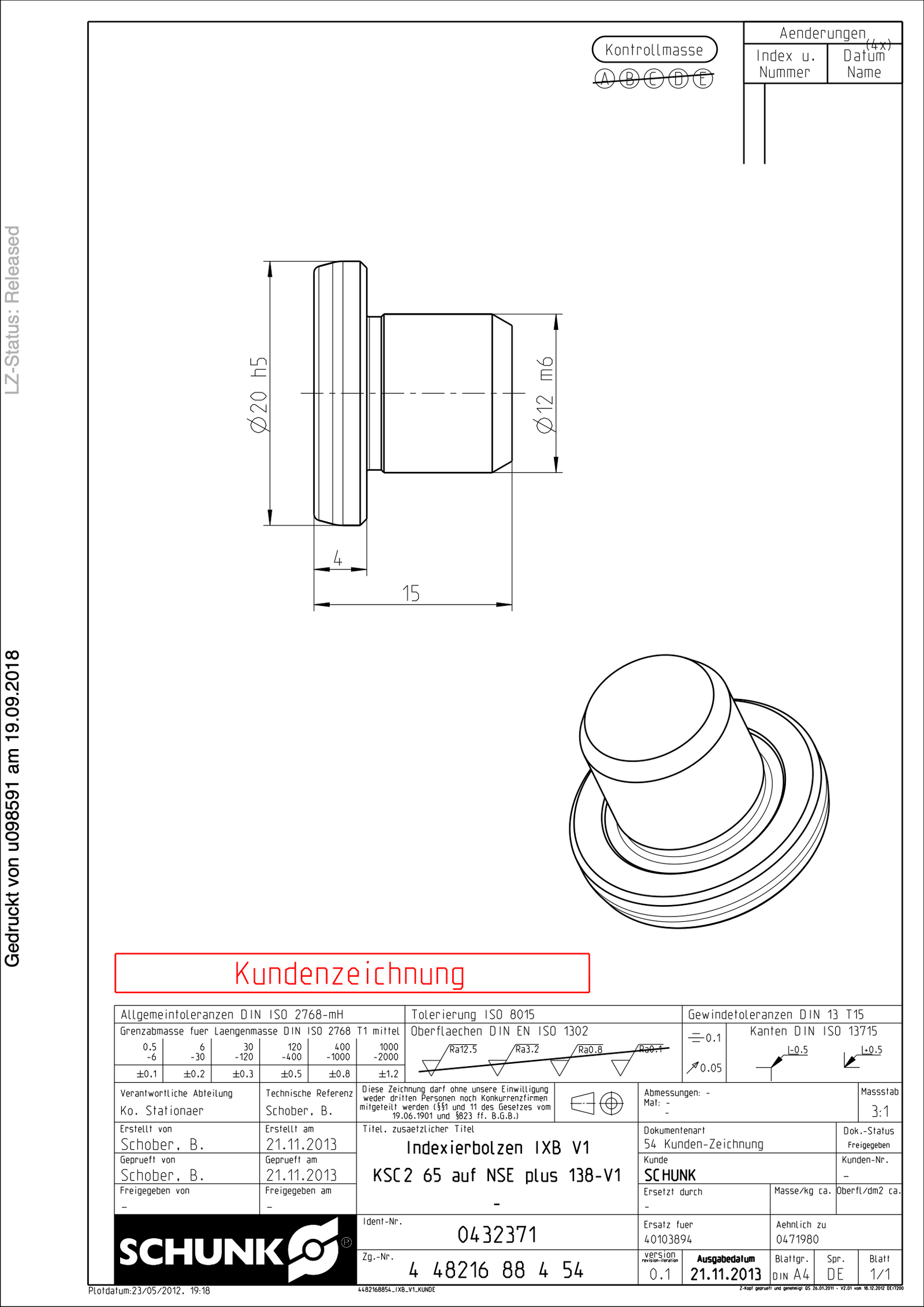 Schunk VERO-S Indexing Pin IXB V1